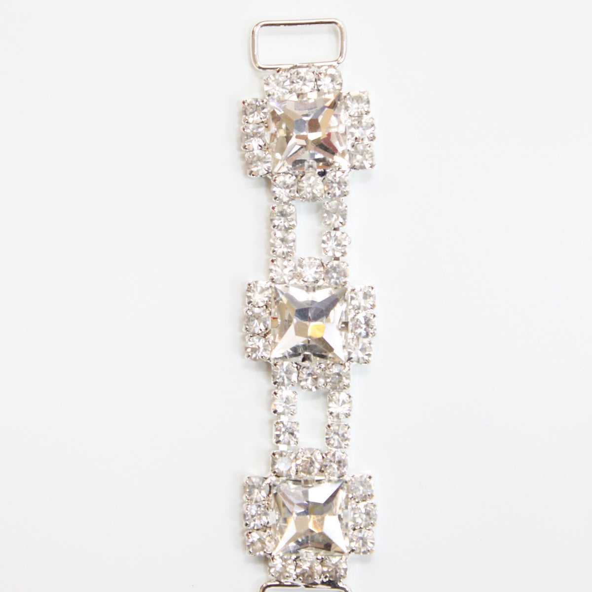 Square Rhinestone Chain Connector, Crystal Clear, 3 3/4" length